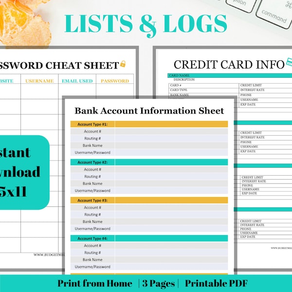 Credit Card Log - Etsy