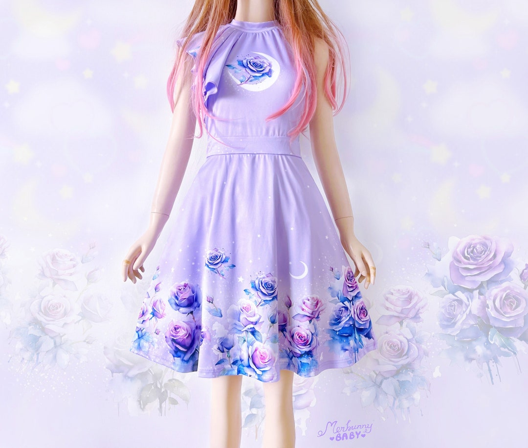 Forget Me Not Ruffle Halter Dress Yume Kawaii, Fairy Kei, Purple Roses ...