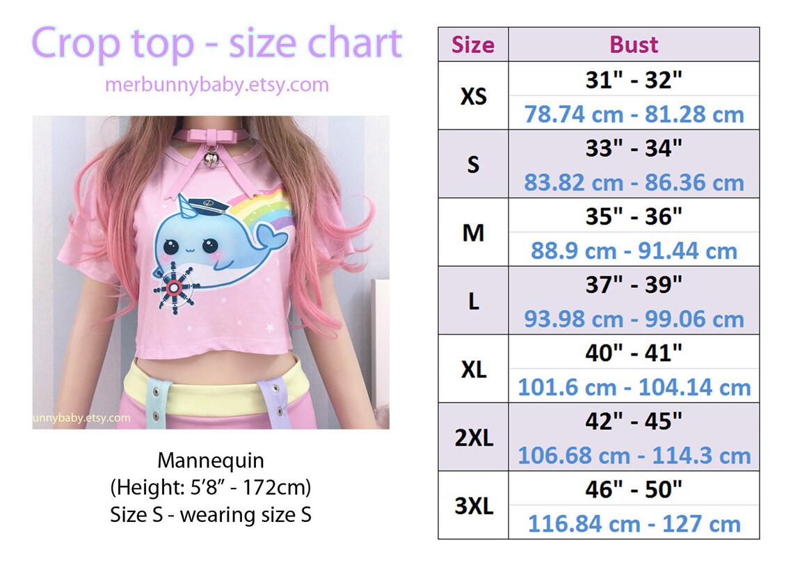 Captain Narwhal Crop Top Kawaii Narwhal Fairy Kei Yume - Etsy