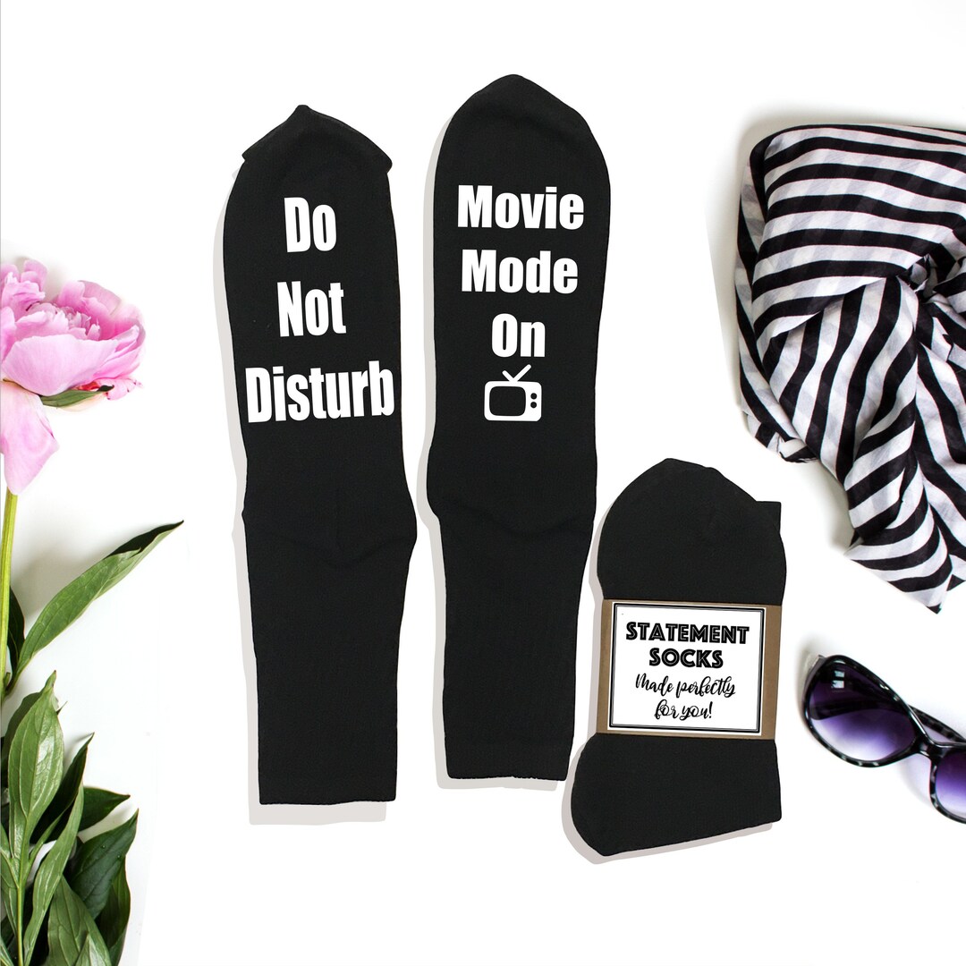 Do Not Disturb Movie Mode on Socks, If You Can Read This, Custom Black ...
