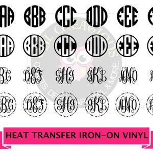 Monogram Iron On, Heat Transfer Vinyl, Iron on Letters, Monogram Decal ...