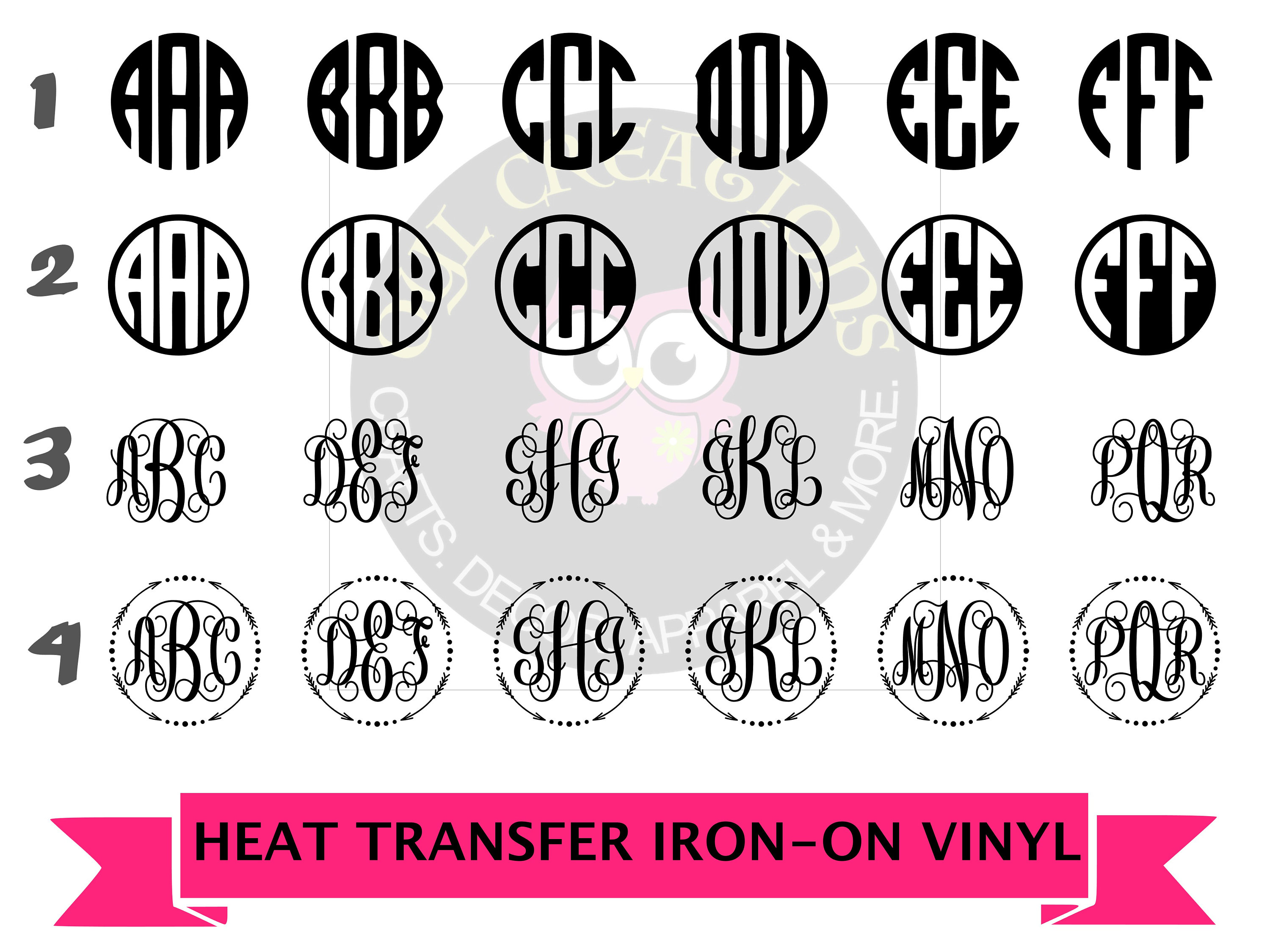 Monogram Iron On, Heat Transfer Vinyl, Iron on Letters, Monogram Decal ...