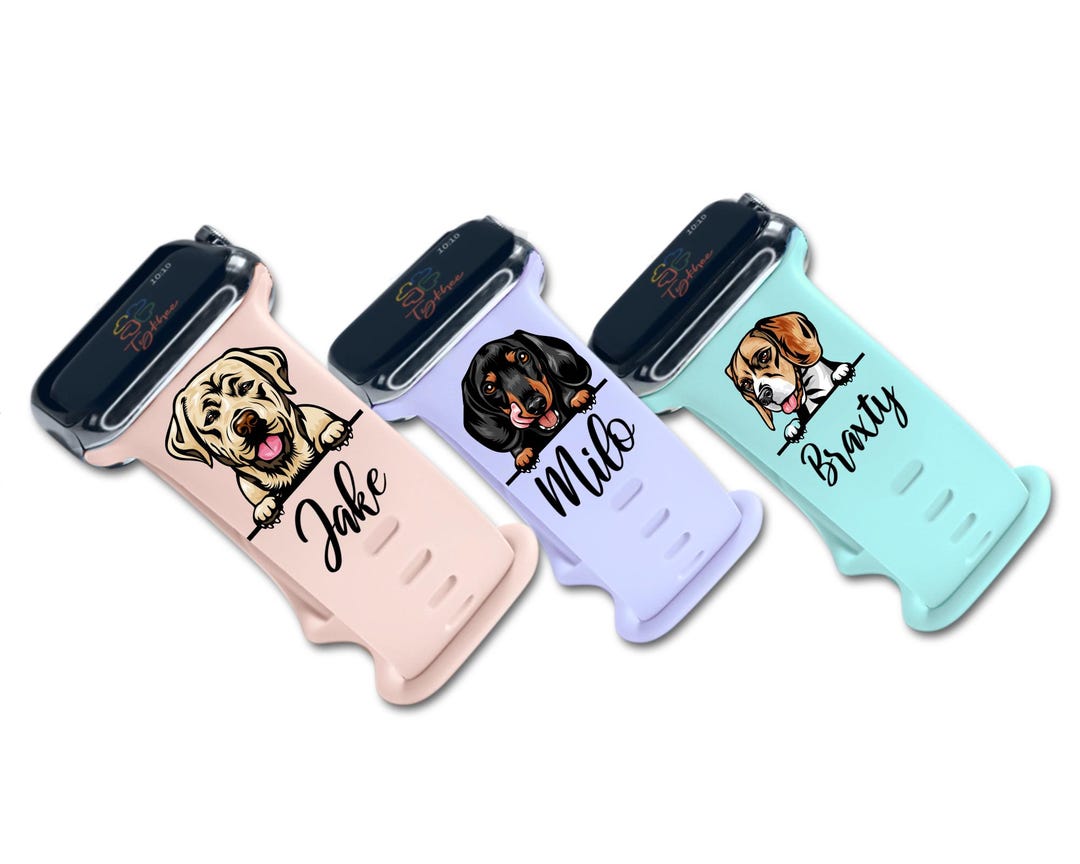 Custom Dog Breed Watch Band, Personalized Pet Portrait, Dog Mom Gift ...