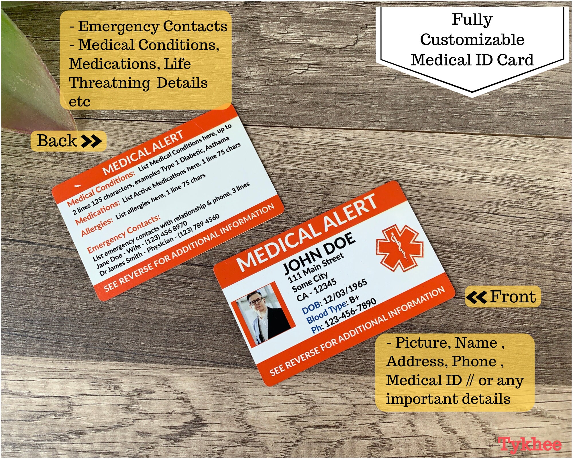 Medical Card Personalized Aluminium Wallet Insert Metal | Etsy