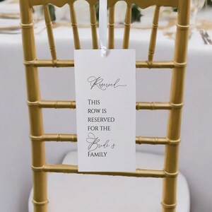 PRINTED Reserved Wedding Chair Tag Seating Tag Chair Tag Wedding ...