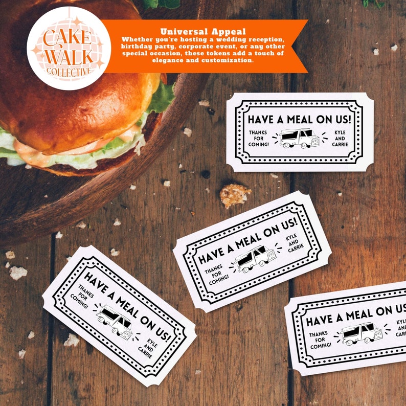Set of 21 Food Truck Tickets Have a Meal on Us Wedding Meal Party ...