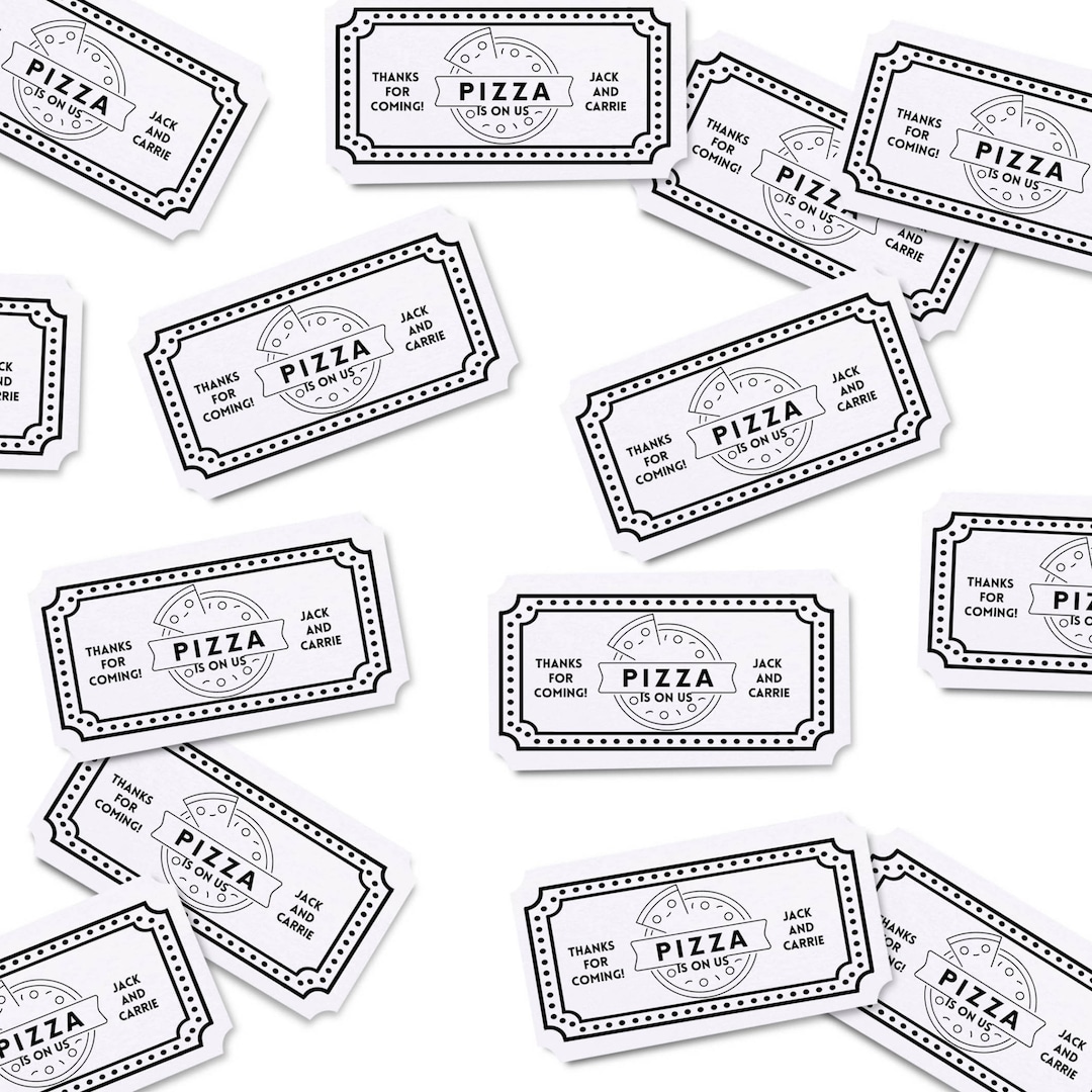 Set of 21 Food Truck Tickets | Pizza Vouchers | Wedding Meal | Party ...