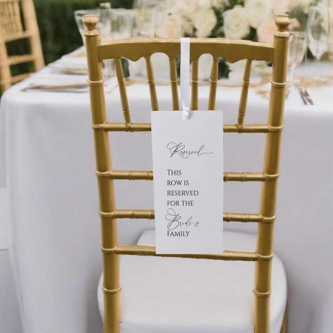 PRINTED Reserved Wedding Chair Tag Seating Tag Chair Tag Wedding ...