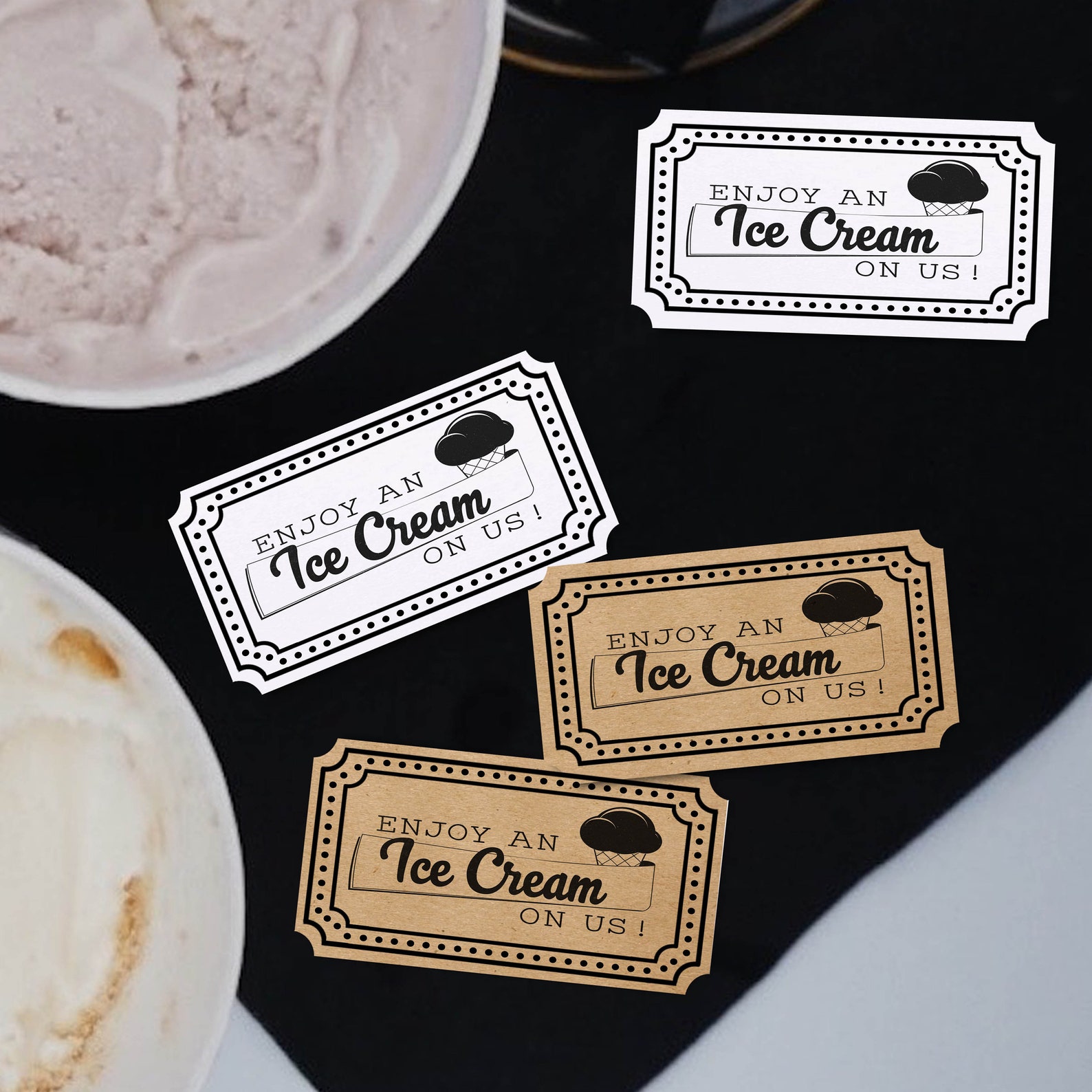 Set of 16 Ice Cream Tickets Have an Ice Cream on Us Wedding Dessert ...