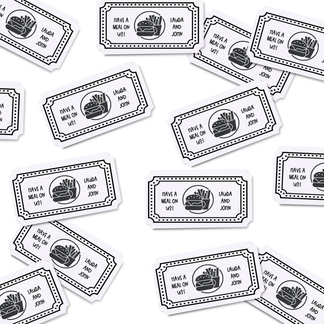 Set of 21 Food Truck Tickets Have a Meal on Us Wedding Meal Party ...