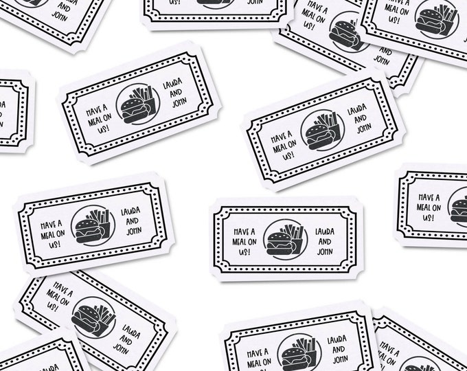 Set of 21 Food Truck Tickets Have a Meal on Us Wedding Meal Party ...