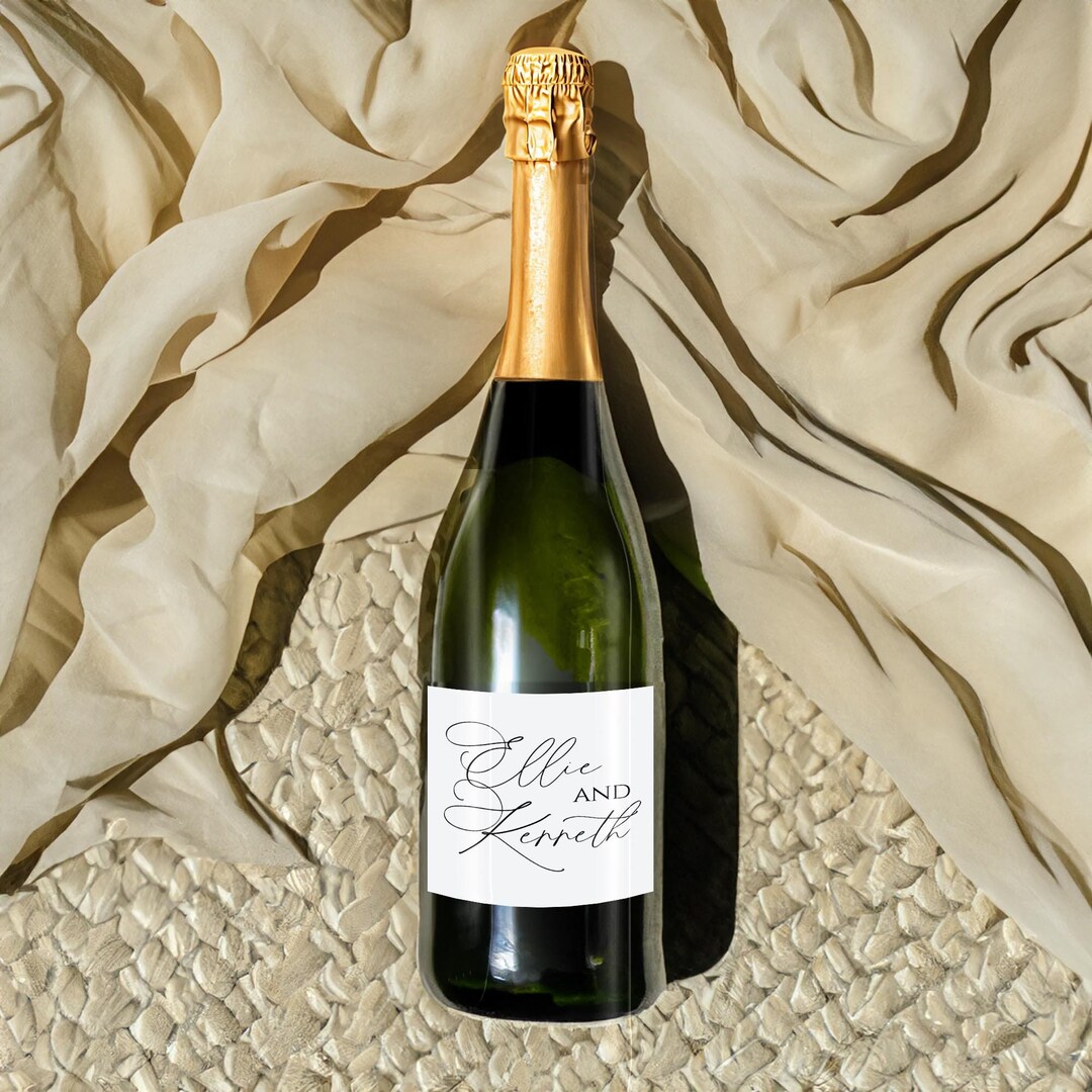 Set of 10 Personalized Champagne Bottle Labels | Large and Mini ...