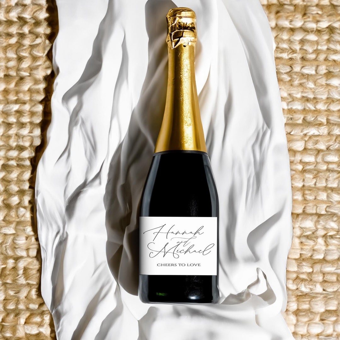 Set of 10 Personalized Champagne Bottle Labels | Large and Mini ...