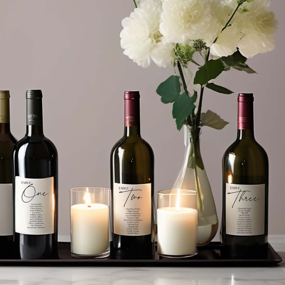 PRINTED Elegant Seating Chart Wine Labels: Add Charm and Practicality ...