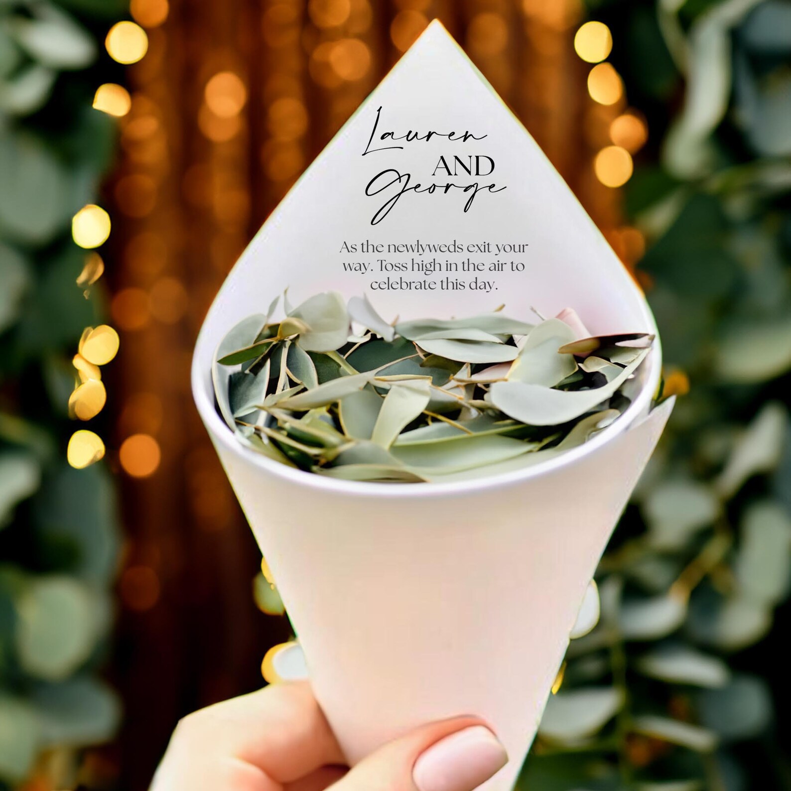 Set of 20 Personalized Petal Cones Paper Cone Wedding Toss Confetti ...