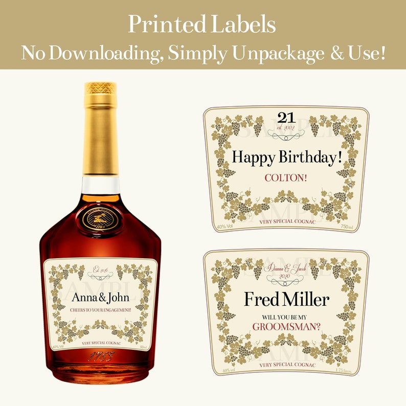 Cognac Labels | Personalized Liquor Bottle Labels for Groomsmen ...