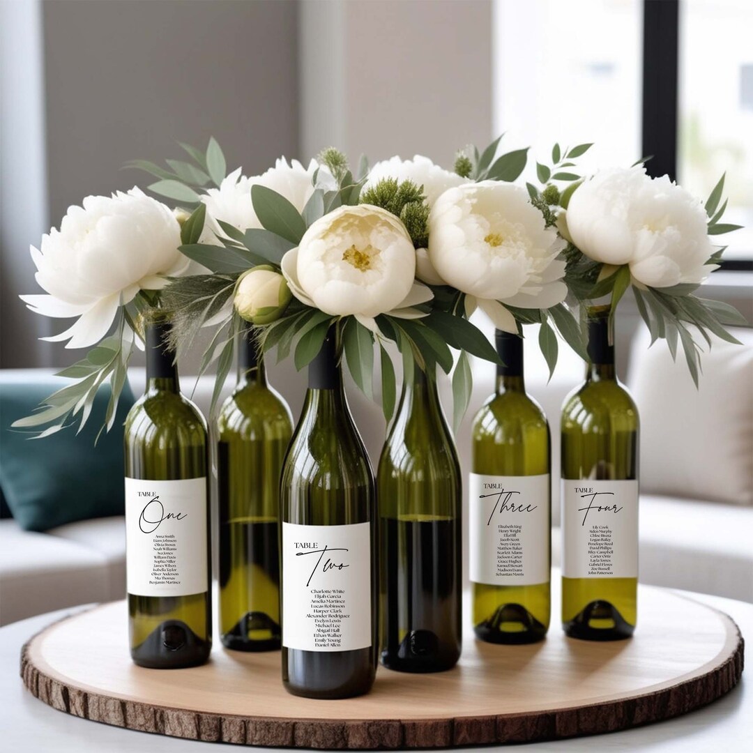 PRINTED Elegant Seating Chart Wine Labels: Add Charm and Practicality ...