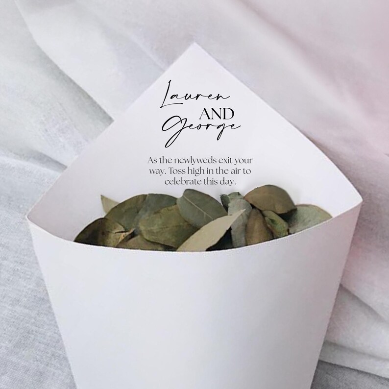 Set of 20 Personalized Petal Cones Paper Cone Wedding Toss Confetti ...