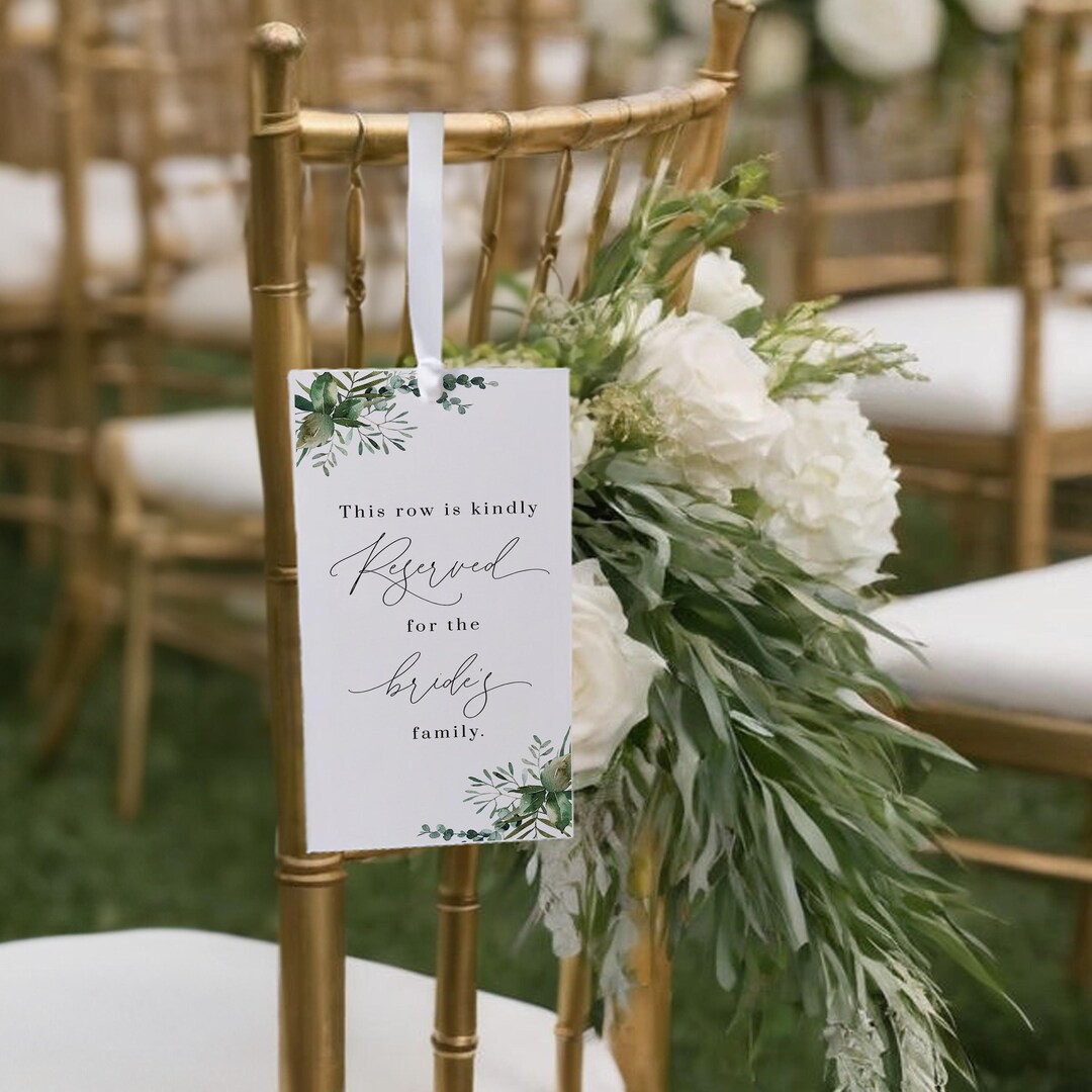 PRINTED Reserved Wedding Chair Tag Seating Tag Chair Tag Wedding ...
