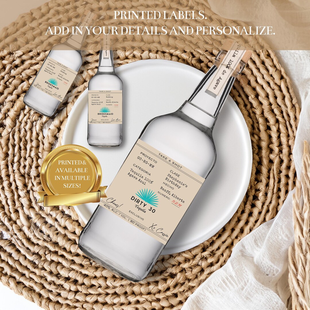 Personalized Tequila Labels for 50ml, 750ml Bottles | Tequila Bottle ...