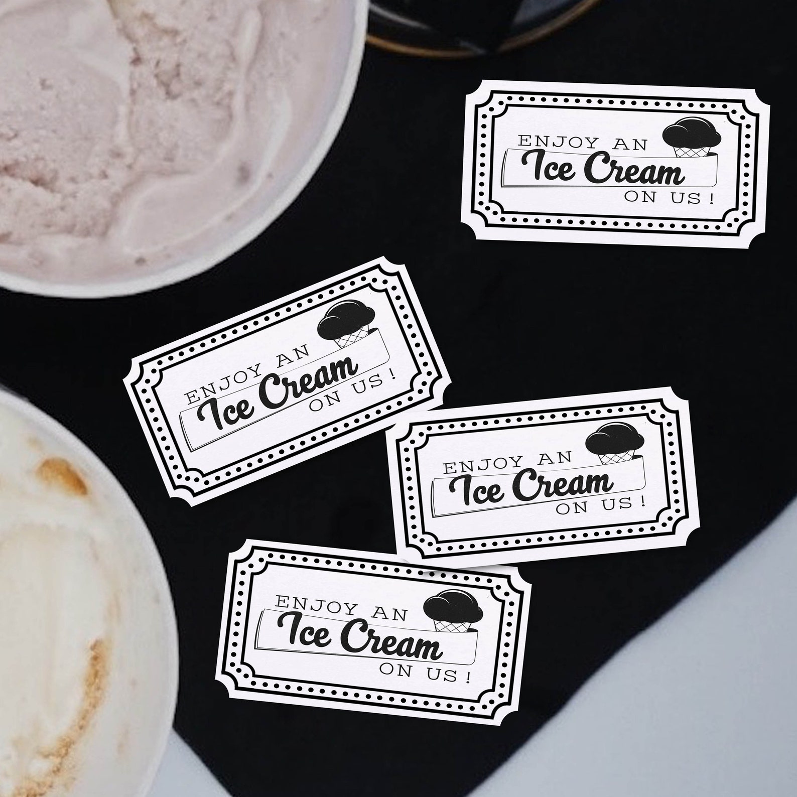 Set of 16 Ice Cream Tickets Have an Ice Cream on Us Wedding Dessert ...