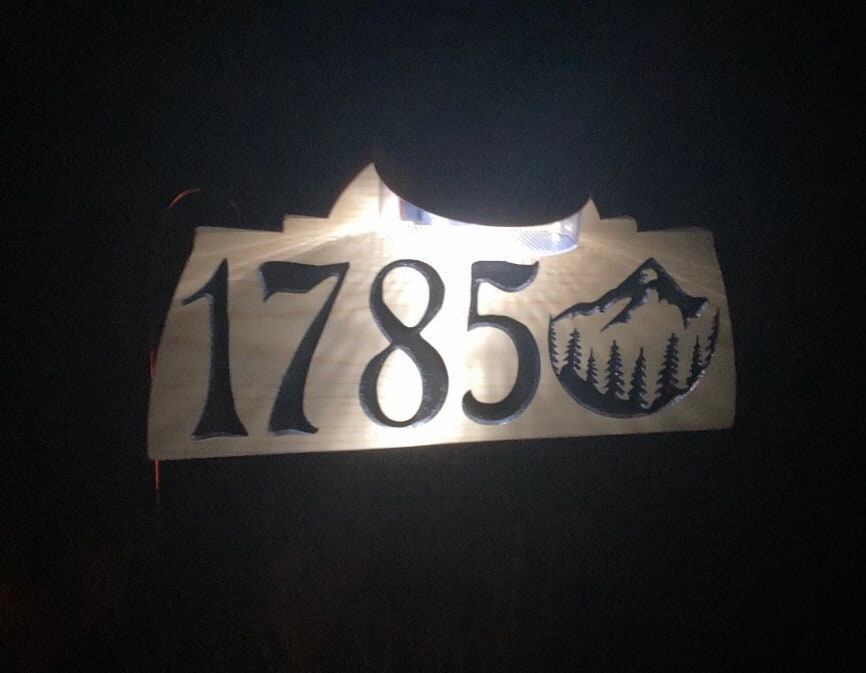 Lighted Address Sign, Carved Address Sign, Solar Address Sign. - Etsy