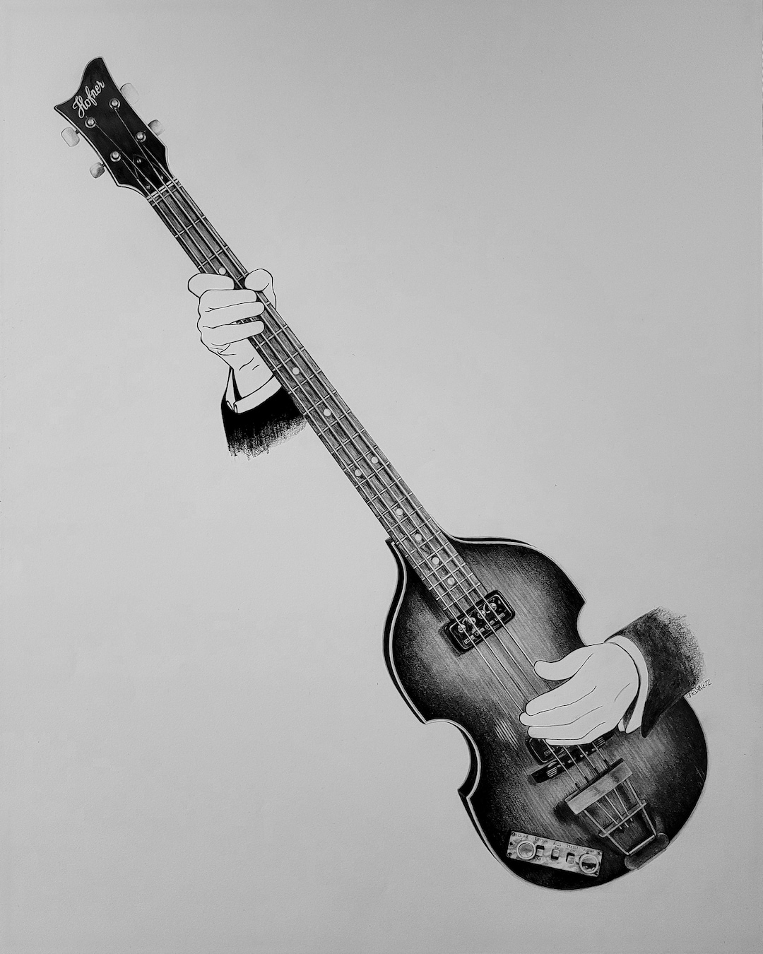 Original Drawing of Paul Mccartney's Hofner Bass - Etsy