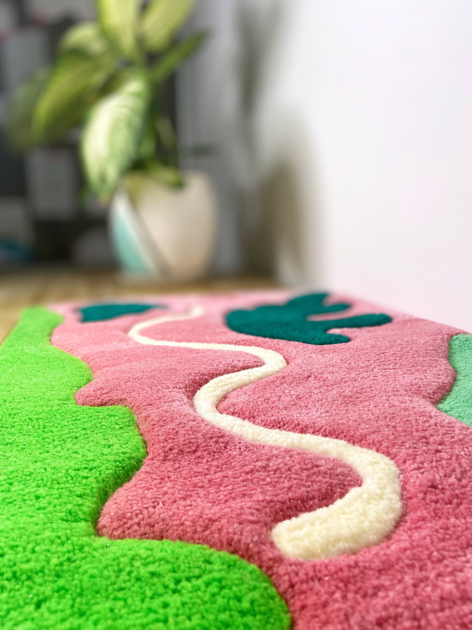 One-of-a-kind Abstract Handmade Tufted Rug: 3D Colorful Contemporary ...