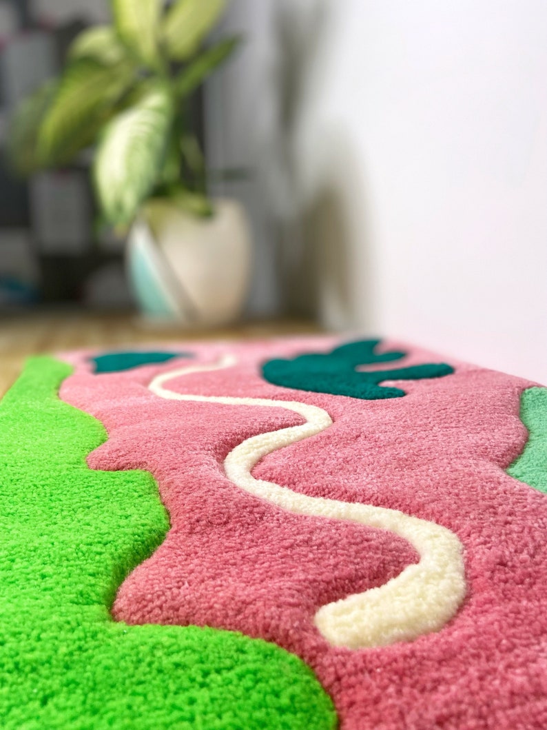 One-of-a-kind Abstract Handmade Tufted Rug: 3D Colorful Contemporary ...