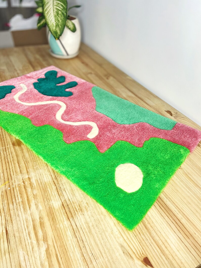 One-of-a-kind Abstract Handmade Tufted Rug: 3D Colorful Contemporary ...