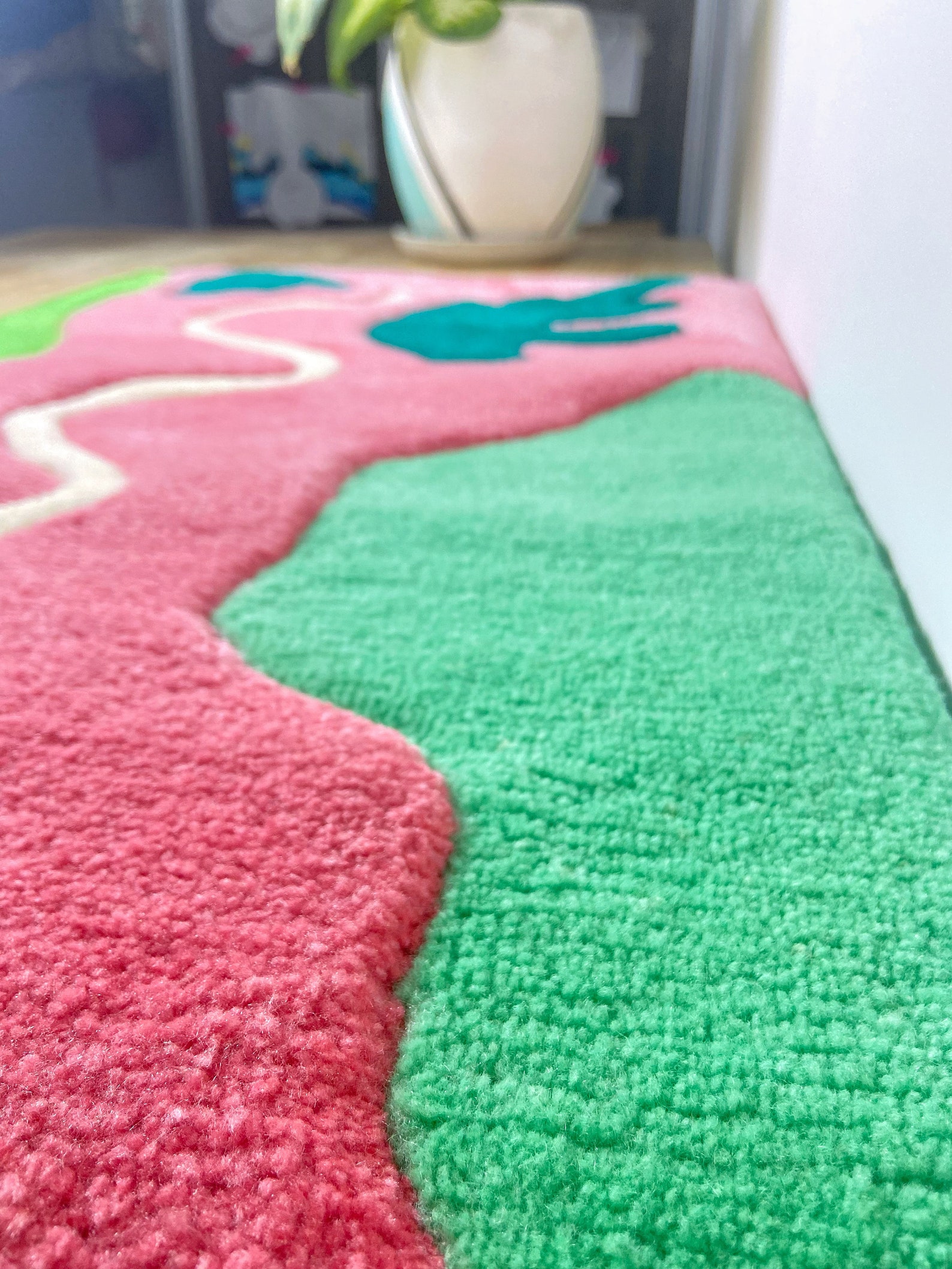 One-of-a-kind Abstract Handmade Tufted Rug: 3D Colorful Contemporary ...