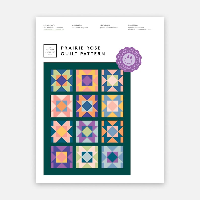 Prairie Rose Quilt Pattern PDF Download - Etsy