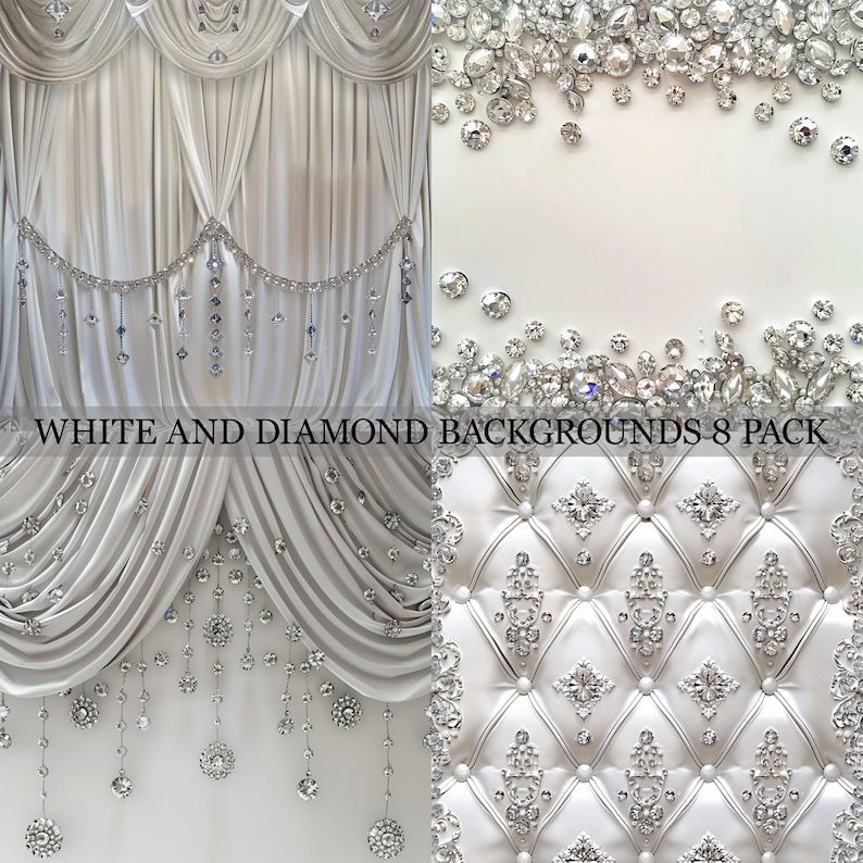 White Diamond Digital Paper – Glitter Gem Backgrounds (PNG Download) - Etsy