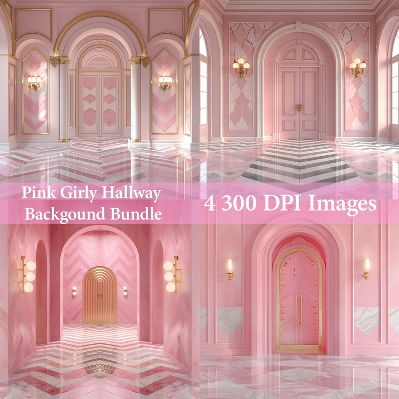 Pink Girly Hallway Digital Backdrop PNG - Etsy