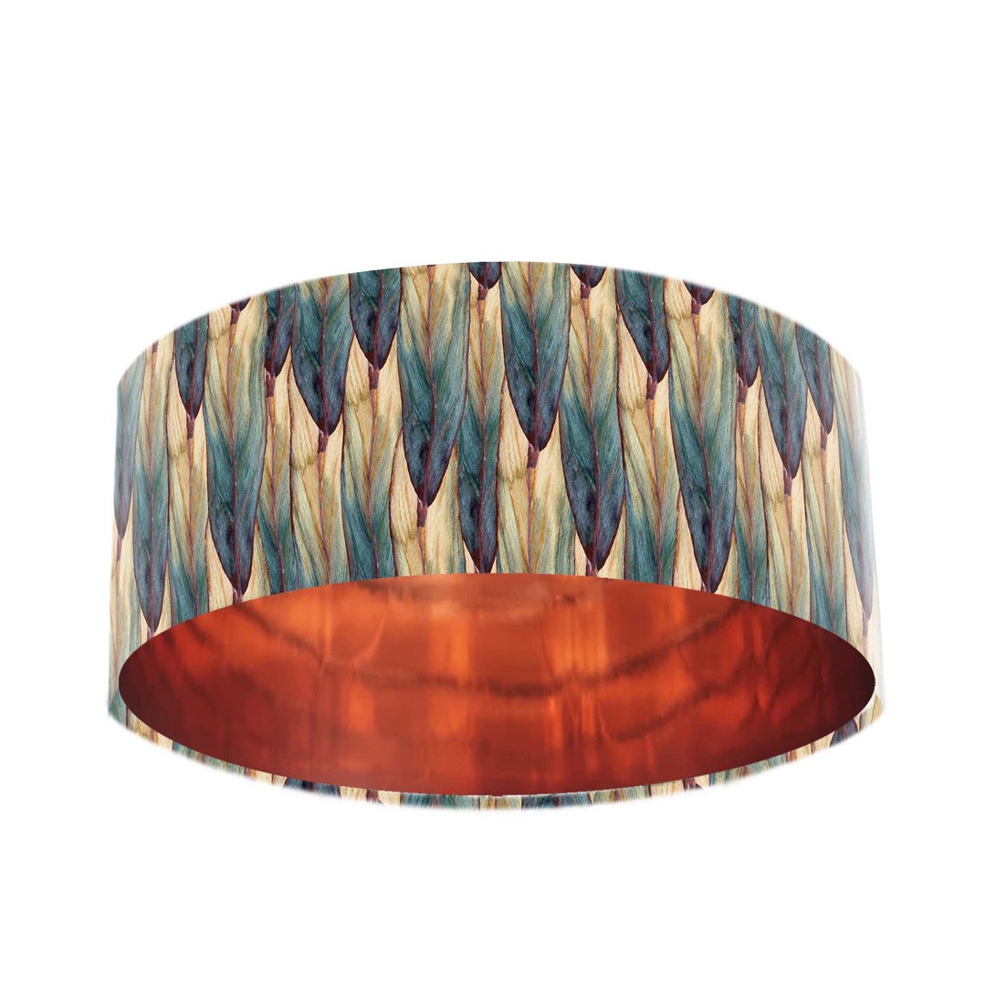 Extra Large Velvet Lampshade With Autumn Leaves & Copper Lining - Etsy