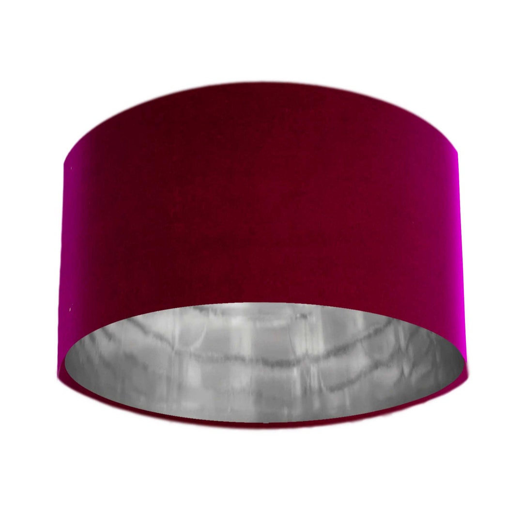 Red Lamp Shade - Silver Lined Lamp Shade - Velvet Lamp Shade ...