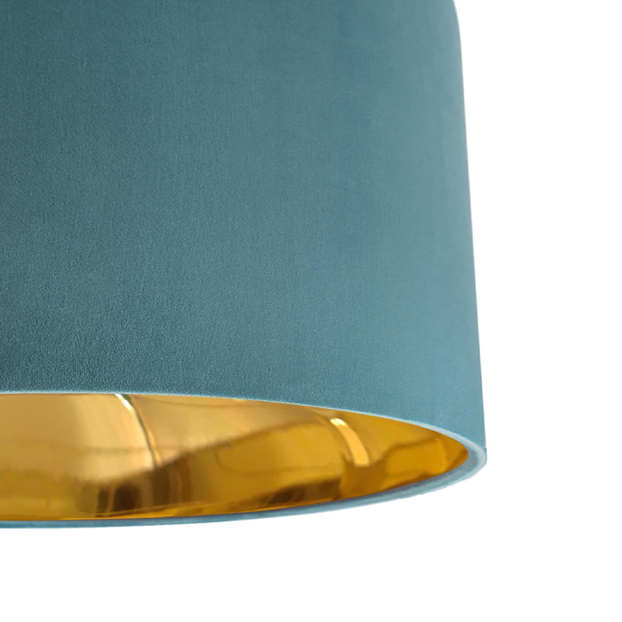 Teal Blue Velvet Lampshade With Mirror Gold Lining, Handmade in the UK ...