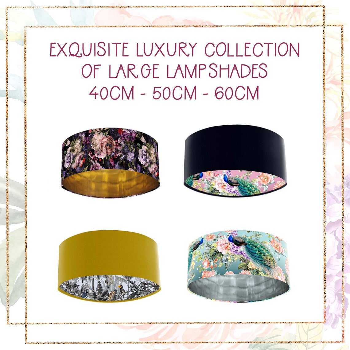 Hot Pink Velvet Lampshade With Flowers and Stripy Inner - Etsy