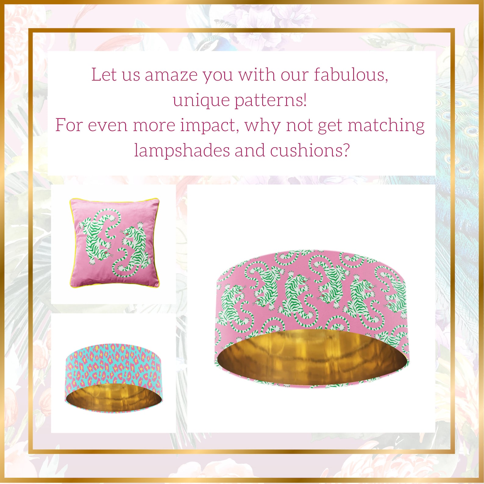 Hot Pink Velvet Lampshade With Flowers and Stripy Inner, Glamorous ...