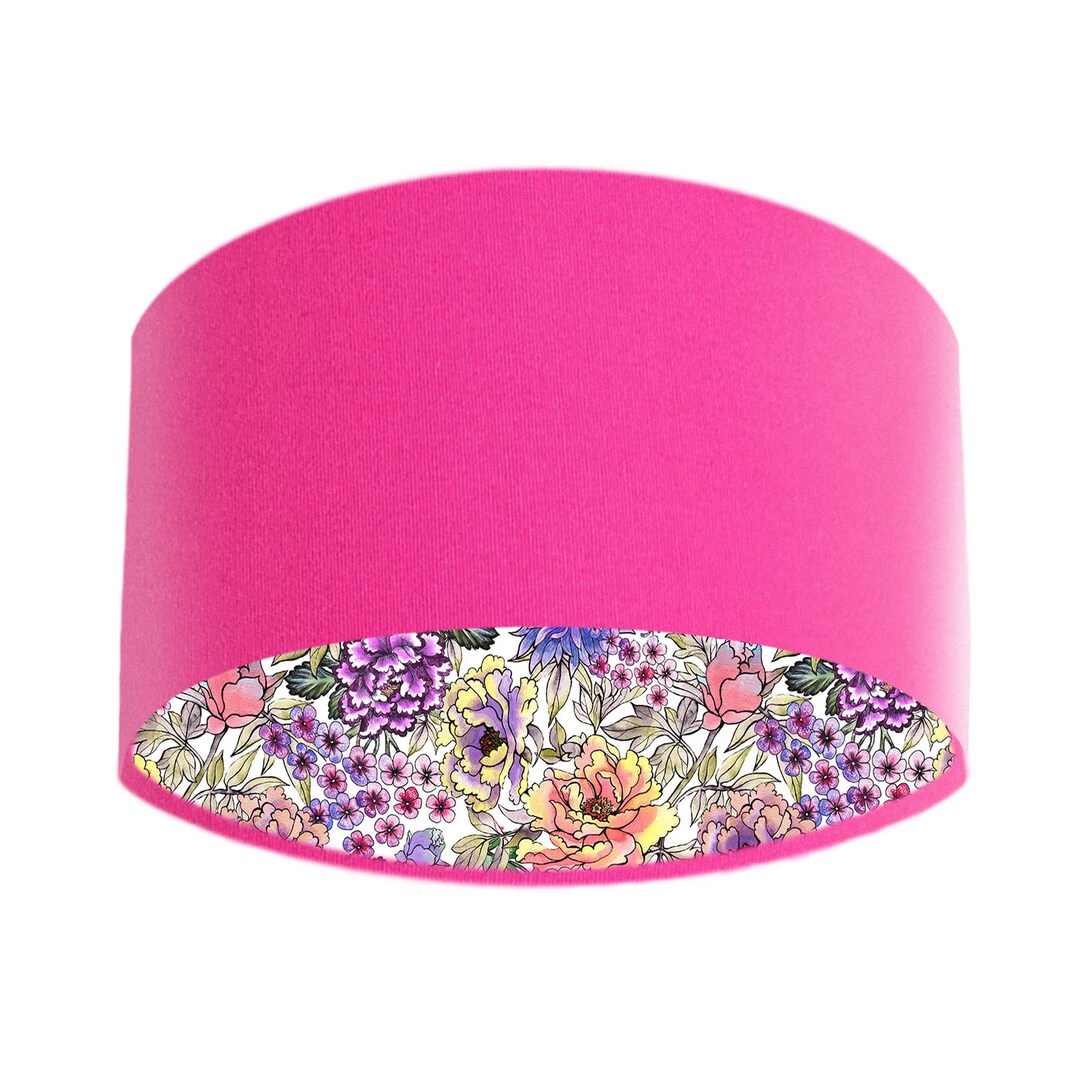 Summer Wildflowers Lampshade in Hot Pink Velvet, Colourful Lampshade ...