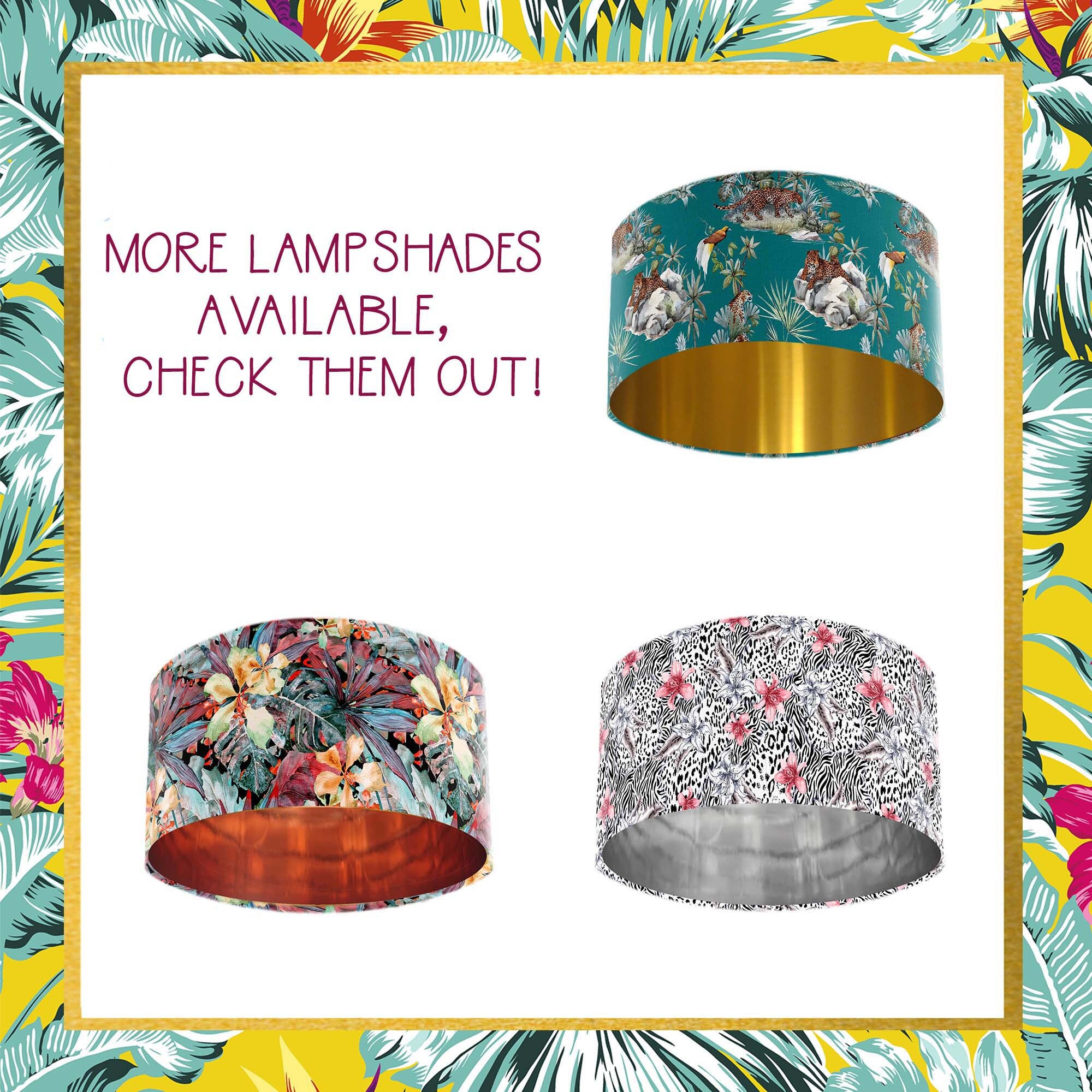 Hot Pink Velvet Lampshade With Flowers and Stripy Inner - Etsy