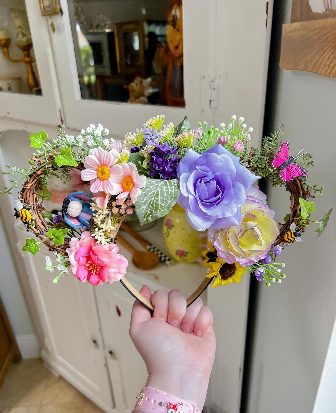 Eeyore Winnie the Pooh Inspired Floral Mickey Ears/ Floral Mickey Ears ...