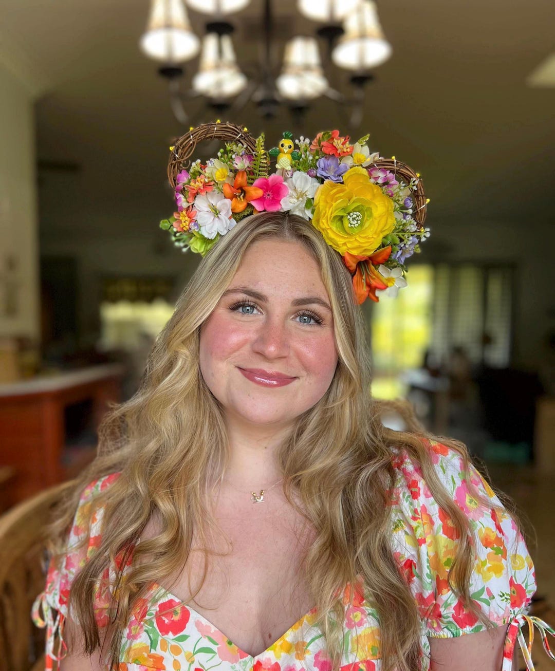 Pineapple Bird Inspired Floral Mickey Ears/ Floral Mickey Ears/ Spring ...
