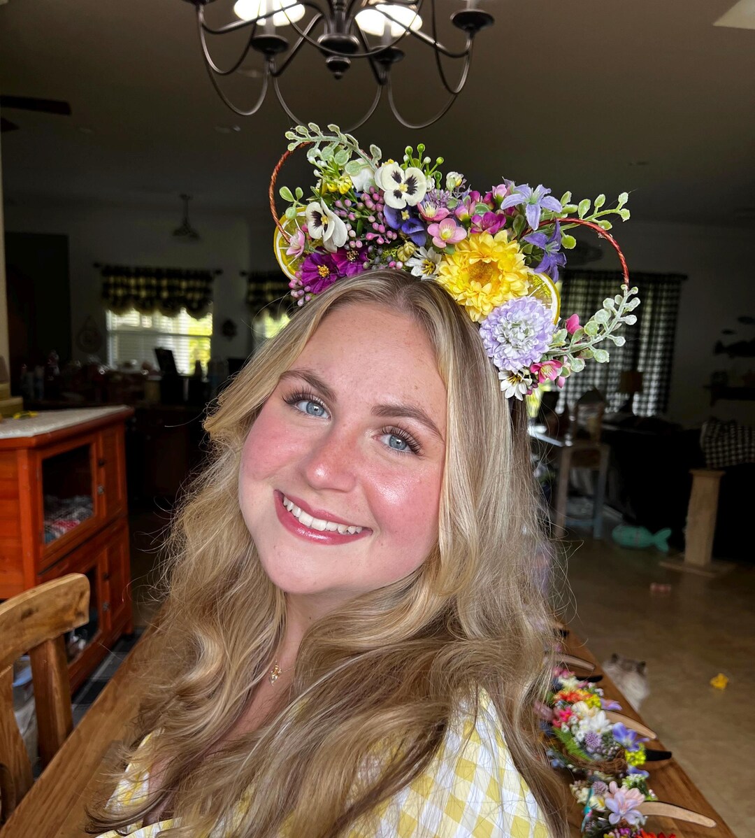 Violet Lemonade Inspired Floral Mickey Ears/ Lemon Mickey Ears/ Floral ...