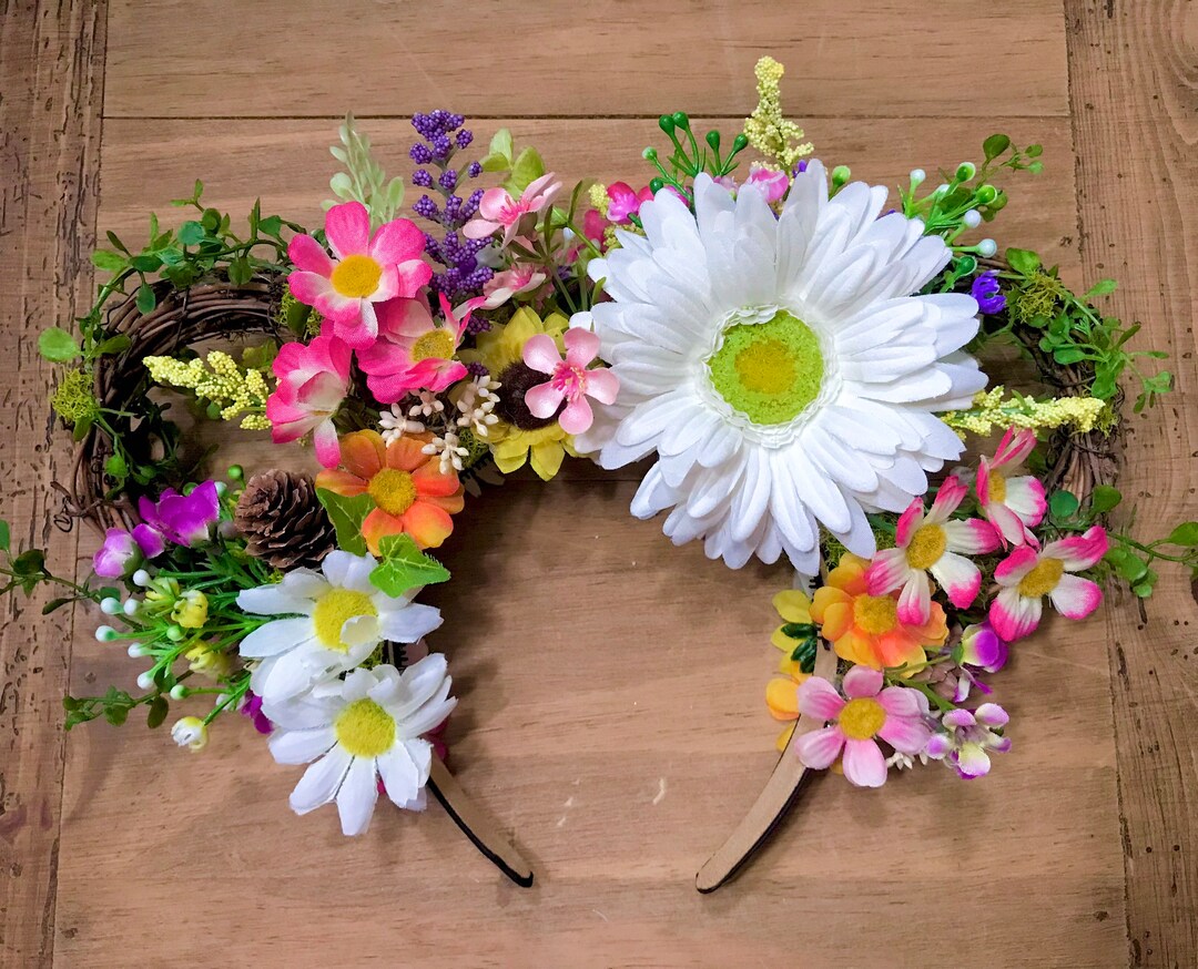 Daisy May Floral Mickey Ears/ Floral Mickey Ears/ Spring Mickey Ears ...
