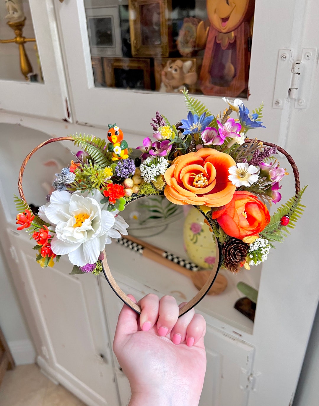 Happy Orange Bird Inspired Floral Mickey Ears/ Orange Bird Inspired ...