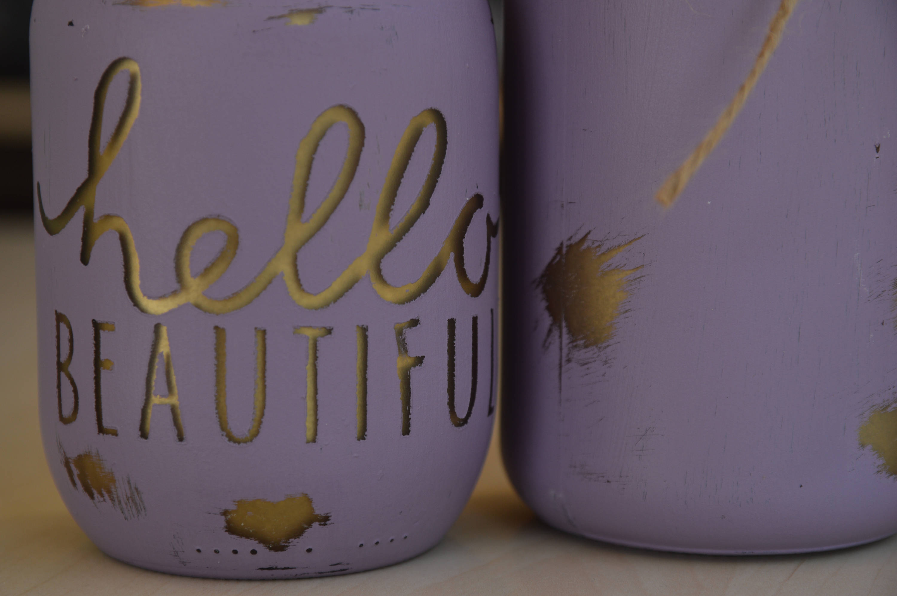 Distressed Mason Jar Set – 'hello Beautiful' Rustic Desk Decor - Etsy