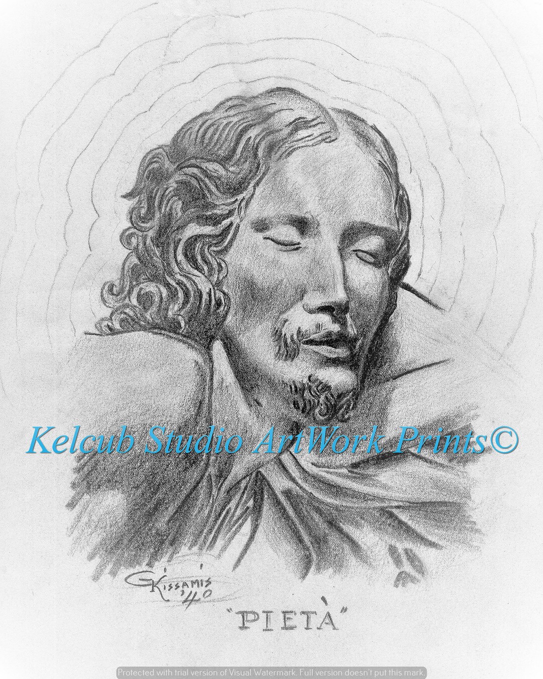 Pieta Print: From Signed Religious Art by Chicago Artist Gkissamis - Etsy