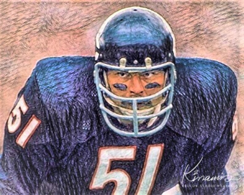 Dick Butkus Chicago Bears 1965 St. Kenan Art: Print Portrait or Poster ...