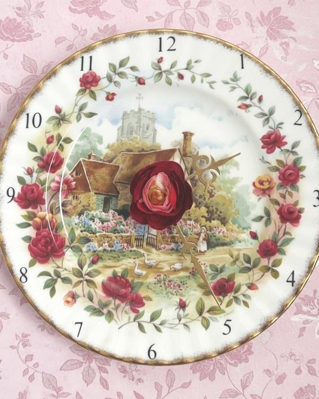 Vintage Cottage Plate Clock - Etsy